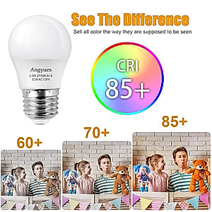 Angyues Low wattage Light Bulbs 1.5W LED Bulb Equivalent 15W20W Light Bulbs, 120v A15 LED Bulb Warm White 2700K Energy Saving Home Light Bulb E26 Base Ceiling Fan Light Bulbs, Non-Dimmable 4Pack