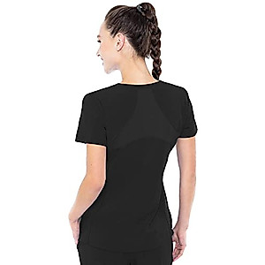 Med Couture Women's 'Energy Collection' Racerback Shirtail Serena Scrub Top, Black, Small