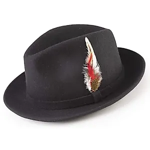 MONTIQUE Trendy Long Lasting 2 ¼ Brim Wool Felt Dress Hat for Men H-62 (X-Large, Black)