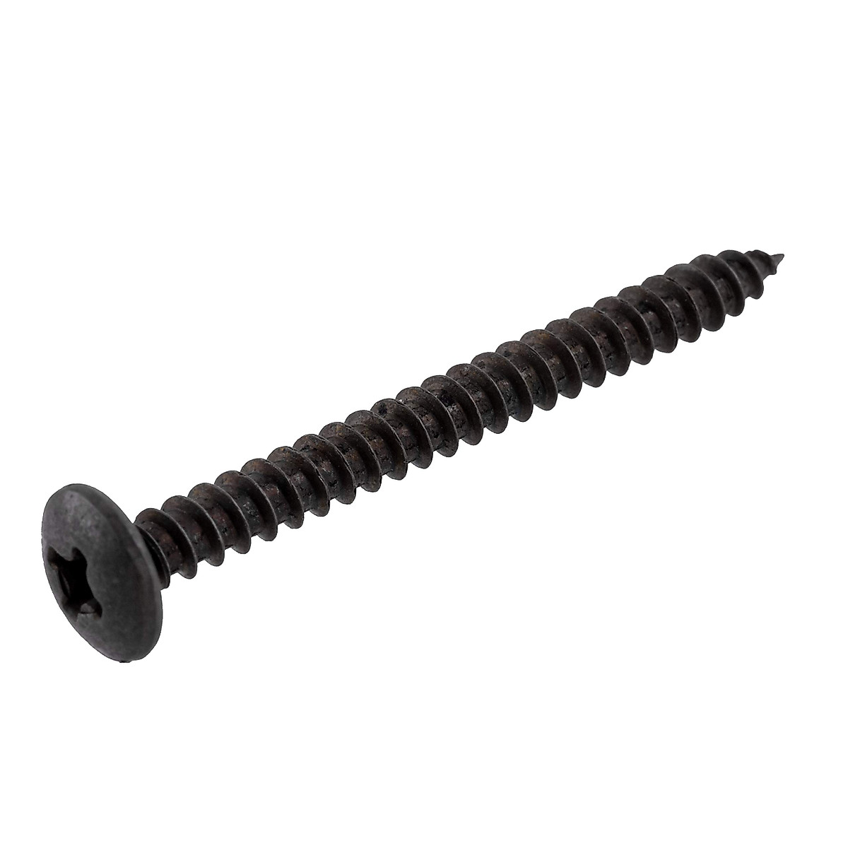 #7 X 1-1/2" Flat Black Round Head Phillips Drive Screws | Pack of 25 | Self Tapping Screws for Wood Antique or Modern Furniture | SCR7112PPHBLK