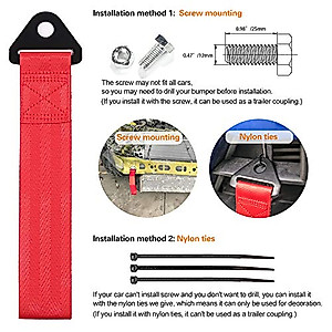Thenice Tow Strap Racing Red High Strength JDM Style Towing Straps Universal Bumper Decals - Red