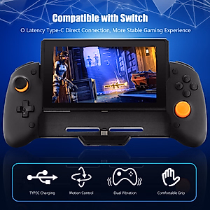 ECHZOVE Switch Controller Grip, Ergonomic Switch Wireless Controller with Six-Axis Gyroscope for Gravity Induction, Twin Motor Vibration, Power-Charging Input Port(NOT for Switch OLED)