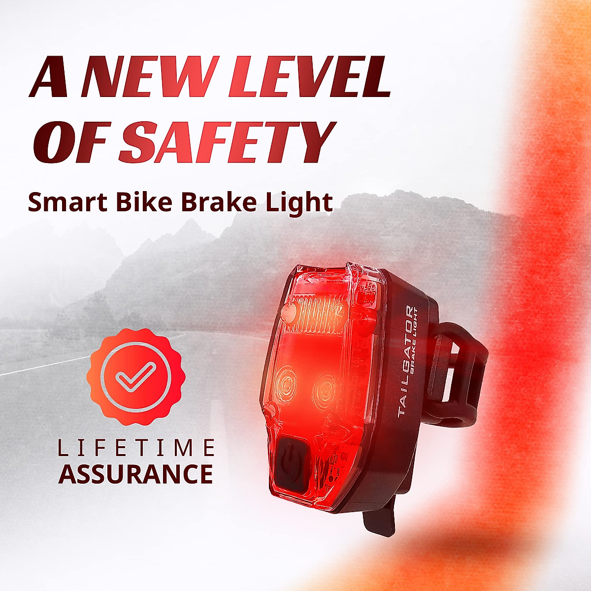 Tailgator Bike Rear Tail Brake LED Light - Accelerometer Brake Sensing Feature - Brightest Light at 300 Lumens - Rechargeable Battery Lasts Up to 60 Hours - Day/Night Visibility - Best Brake Light