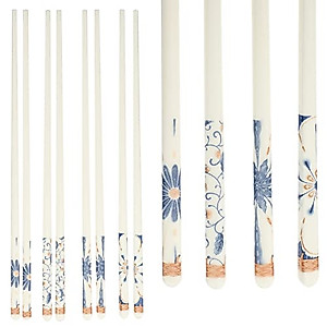 Luxshiny Metal Chopsticks Ceramic Chopsticks 4Pairs Square Japanese Style Non- Slip Cooking Serving Chopsticks Reusable Sushi Chopsticks Kitchen Supplies for Restaurant Home Use Japanese Decor