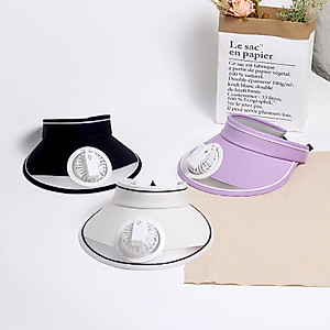 Sun Visors Hat with Fan, Rechargeable Hat with Fan Built in, Fan Hats for Women Kids with 3 Gear Wind Speed (as1, Alpha, one_Size, Black)