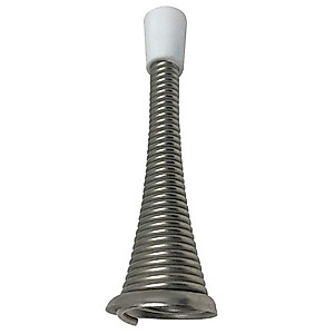 Litepak Spring Door Stop 3" Premium Heavy Duty Stopper Steel w/Plastic Bumper (Satin Nickel, 8 Pack)
