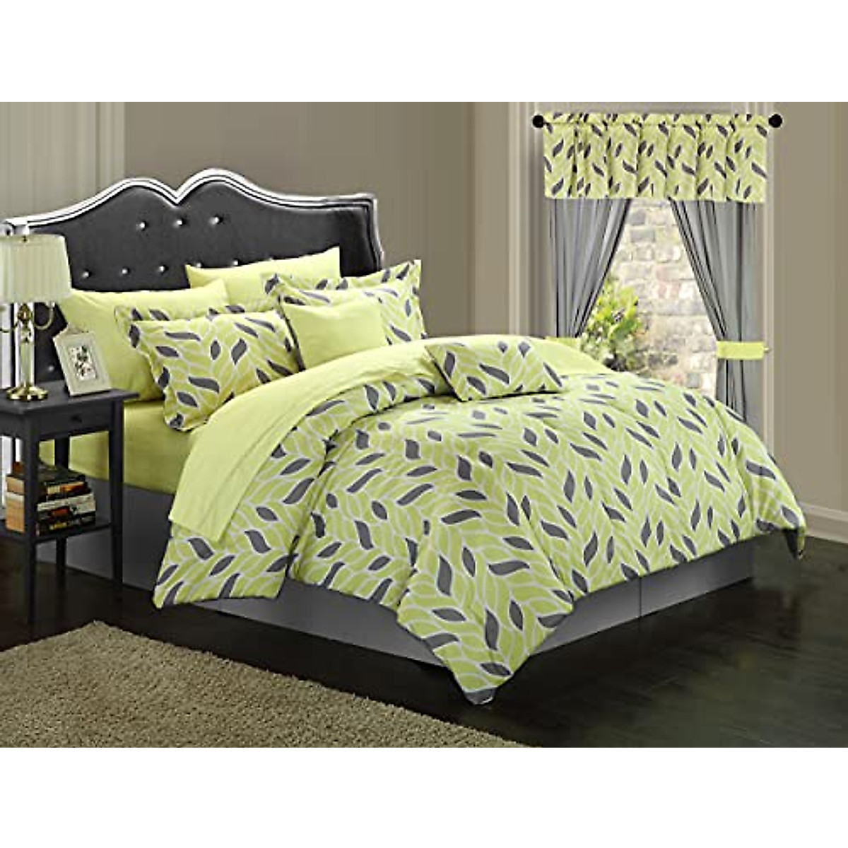 Chic Home Olivia 20-Piece Comforter Reversible Paisley Print Complete Bed in a Bag with Sheet Set, Window Treatments, and Decorative Pillows, King, Grey