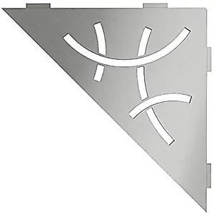 Schluter Triangular Corner Shelf for Tiled Walls - Curve Design, Stainless Steel Material, Brushed Stainless Steel Finish, 3/32” Thick Anchoring Tabs - SES1D6EB
