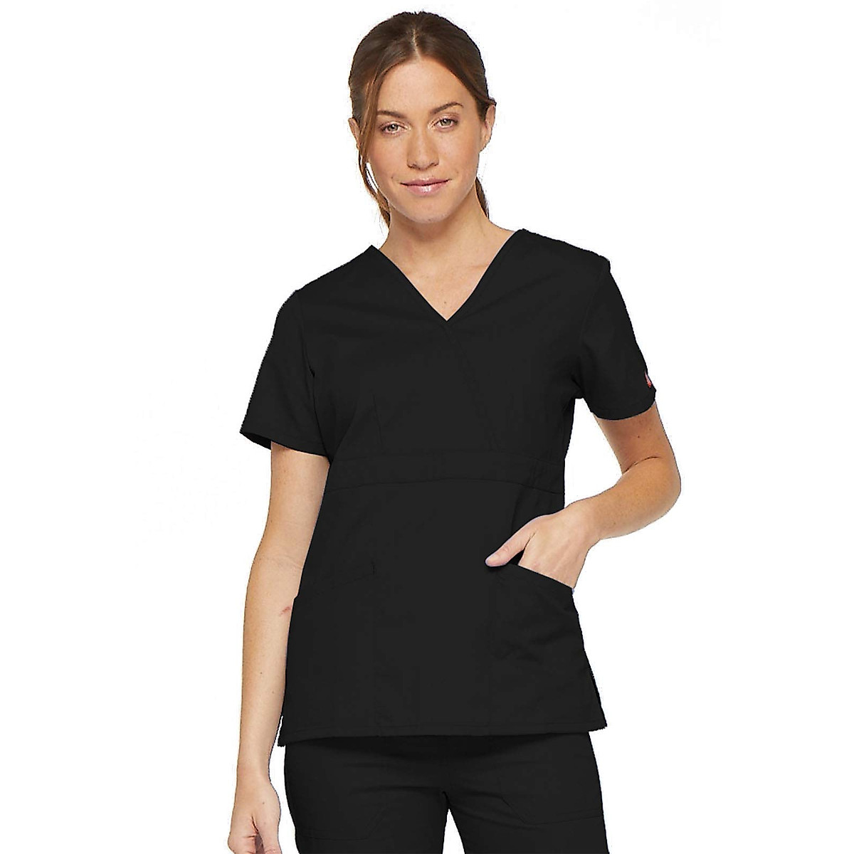 Dickies Women's EDS Signature Mock Wrap Top with Multiple Instrument Loop, Black, X-Large