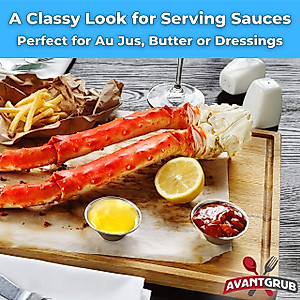 Pro-Grade Stainless Steel 1.5oz Sauce Cups 36 Pk. Reusable Stackable Metal Portion Containers for Sampling, Salad Dressing Sides or Dipping Sauces. Small Ramekin for Restaurant, Catering or Deli.