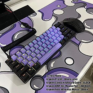 Kraken Pro 60 Lotus Edition 60% Purple Mechanical Keyboard and Matching Purple XXL Gaming Mouse PAD (Purple Gaming Setup)