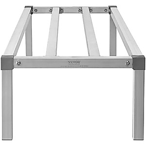 VEVOR Aluminum Dunnage Rack, 60” x 20” Commercial Food Floor Rack, 12” Off The Floor, 1000 lbs Capacity All-Welded Aluminum Storage Rack, for Storage in Restaurants, Kitchens, Garages and Vehicles