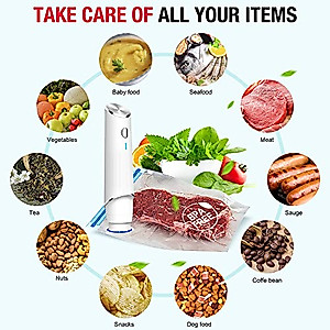 Sous Vide Bags|13PCS Electric Vacuum Sealer Kit for Anova,Joule Cookers|Handheld Vacuum Sealer with Auto Pause Function,7Pcs Reusable Vacuum Seal Food Sealer Bags,2 Sealing Clips,1 Vacuum Wine Stoppers|Fast and Powerful Vacuum