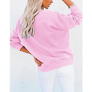 Orchidays Women's Mock turtleneck Long Sleeves Sweatshirts Casual Basic Lightweight Top Loose Fit Rib Pocketed Pullover (Pink,Large,US,Alpha,Adult,Female,Large,Regular,Regular)