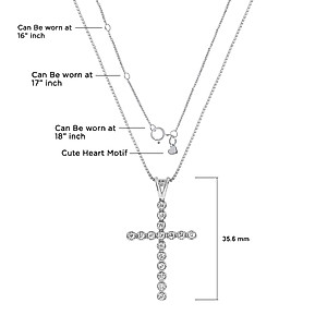 Lab Grown Cross Diamond Necklace For Women | 1/2 CTTW Real White Gold Plated 925 Sterling Silver Diamond Pendant Necklace | Ideal Gift for Women