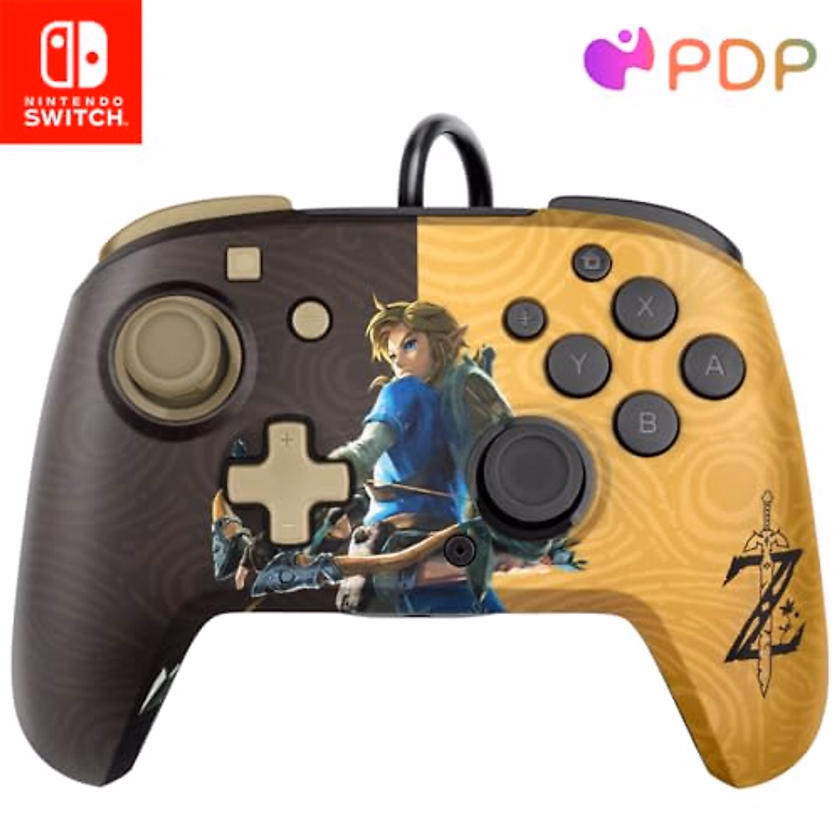 PDP REMATCH Enhanced Wired Nintendo Switch Pro Controller, Switch Lite/OLED Compatible (Zelda Breath of the Wild Gold/Black)