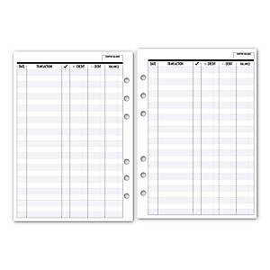 A5 Checkbook Registers Planner Insert Refill, 5.83″ x 8.27″, Fits 6-Rings Binders - Filofax, LV GM, Moterm, Choose Quantity