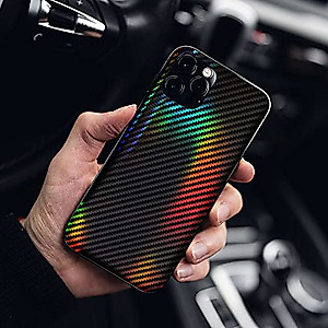 TECKWRAP Holographic Black Carbon Fiber Vinyl Wrap Film Bubble Free Air Release Car Wrap Vinyl Automotive DIY Decals 1ft x 5ft