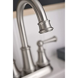 Moen Brecklyn Spot Resist Brushed Nickel Two Handle Centerset Lavatory Faucet, 3-Hole Bathroom Sink Faucet, 84162SRN