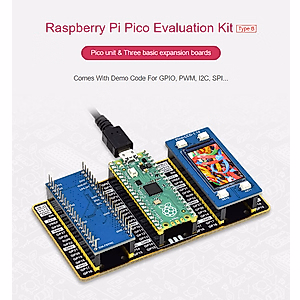 Raspberry Pi Pico Evaluation Kit (Type B) RPi Pico with Pre-Soldered Header+1.14 inch LCD Display+10-DOF IMU Sensor+GPIO Expander+Dual GPIO Expander
