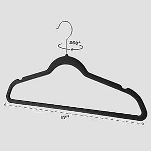 Home-it Premium Velvet Hangers Heavy Duty Clothes Hook Swivel 360-Ultra Thin, (50 Pack)