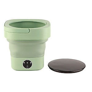 Foldable Washing Machine, Portable Washing Machine Mini Washers Large Capacity 6.5L, Soft Spin Drying, US Plug 100 To 240V for Home Camping Apartment (Green)
