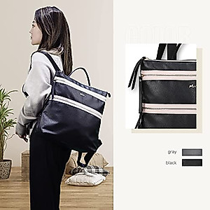 MIXX SHUZ Fashionable PU Leather Backpack Casual Daypack Large Capacity Lightweight Travel Bag Tote Purse for Women