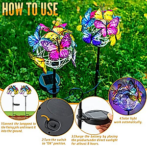 HTZNHXT Outdoor Solar Garden Butterfly Lights, Waterproof Butterflies Ground Lights, Multi-Color Changing LED Light for Yard, Garden, Deck, Lawn, Patio, Walkway Decor