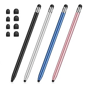Smozer Stylus Pens for Touch Screens(4-Pack), Sensitivity & Precision Stylus Pens for iPhone/iPad/Samsung Galaxy/Tablets and All capacitive Touch Screen Devices + 8 Replaceable Rubber Tips