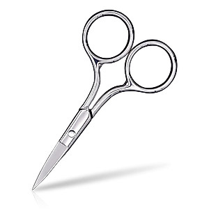 Eyebrow Scissors, Small Scissors for Hair, Eyebrows, Nose Hair, Beard, Eyelashes, Cuticle. Stainless Steel Fine Straight Tip Nose Hair Scissors -ASONTAO (1Pcs Eyebrow Scissors)