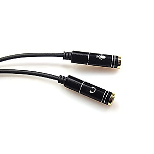 REXUS Black 2-Pack 3.5mm Y Splitter Stereo Audio Cable 4-Pole Male to 2 Female for Headphone, Headset Splitter Adapter Extension Aux Cable, Compatible MobilePhone and New Laptop(M22F35Hx2)