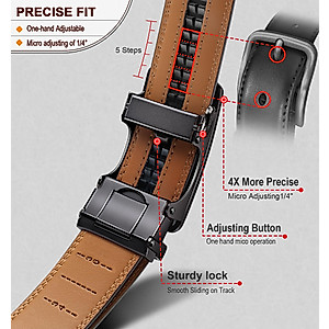 KEMISANT Mens Ratchet Belt 2 Units,Sliding Belt For Gift Mens Dress Casual 1 3/8",Size Adjustable(Black/Blue,34"-40" Waist Adjustable)