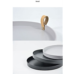 Vanity Glass Perfume Coffee Table Home White Small Decorative Serving with Handles Ottoman Round Black Candle Tray for Living Kitchen Counter Bar Room Plastic Circle Wine Bottle Lacquer Trays（Black）