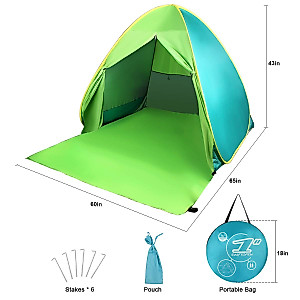 FBSPORT Beach Tent,Portable Pop Up Beach Shade Sun Shelter with UV Protection for 2-3 Person,Camping Beach Tent Instant Umbrella Baby Canopy Cabana