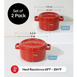 carrotez Snack Containers with lids Condiment Containers Easy to Clean Leak Proof BPA Free 2 Pack - Red