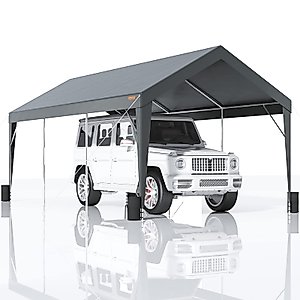 VEVOR Outdoor 10x20 ft Heavy Duty Carport Car Canopy Garage Boat Shelter Party Tent with 8 Reinforced Poles and 4 Weight Bags, UV Resistant Waterproof All-Season Tarp for SUV, F150, Car, Truck, Boat