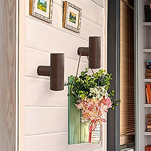 HUFEEOH Wood Wall Hooks, Purse Rack Wood Peg Hooks with Screw, Wall Hooks Heavy Duty Towel Hangers for Bathroom Wall (4PC, Walnut Wood)