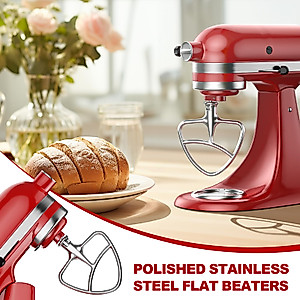 Stainless Steel Flat Beater for KitchenAid Mixer, Paddle Attachment for Tilt-Head Stand Mixer Fits 4.5-5 QT Mixing Bowl, Beater Replacement, Dishwasher Safe by GVODE