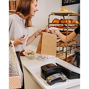 Colemoly Paper Gift Bags 180pcs 5.25x3.25x8 Inch Kraft Paper Bags with Handles Small Brown Recyclable for Small Business, Retail, Grocery, Cafes, Bakeries, and Cosmetics Stores