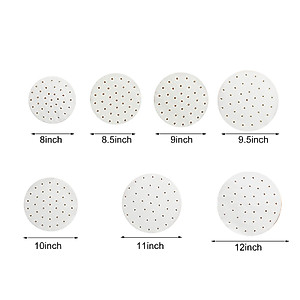 100pcs AirFryer Liners, Bamboo Steamer Liners, Premium Perforated Parchment Paper Sheets, Non-stick Basket Mat, Perfect for AirFryers/Steaming/Baking/Cooking 3.5inch