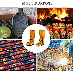 Leather Welding Spats, Fire Resistant Welding Boot & Shoes Covers, Heat and Abrasion Resistant Welder Working Protective Foot Covers, Welding Safety Shoes Protectors, Welding Gaiters (Yellow)