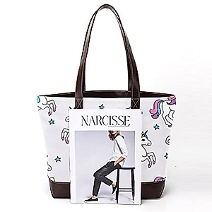 Star Unicorn Tote Bags Large Leather canvas Purses and Handbags for Women Top Handle Shoulder Satchel Hobo Bags