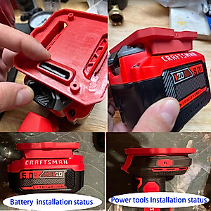 SZWJT-LV 5 Pack Battery Holder for Craftsman 20V Battery Mounts Dock Holder (w/10 Screws, No Battery) and 2 Pack Tools Drill Mount Holder Fit for V20 Craftsman 20V Li-ion Drill((No Tool)