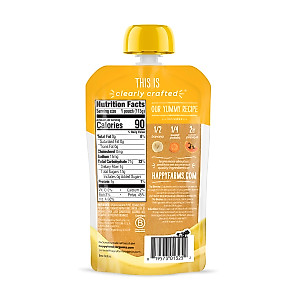 Happy Family Happy Baby Organic Clearly Crafted Stage 2 Baby Food Bananas, Sweet Potatoes & Papayas, 4 Pouch (Pack of 16), Banana Sweet Potato Yellow Papaya, 64 Oz