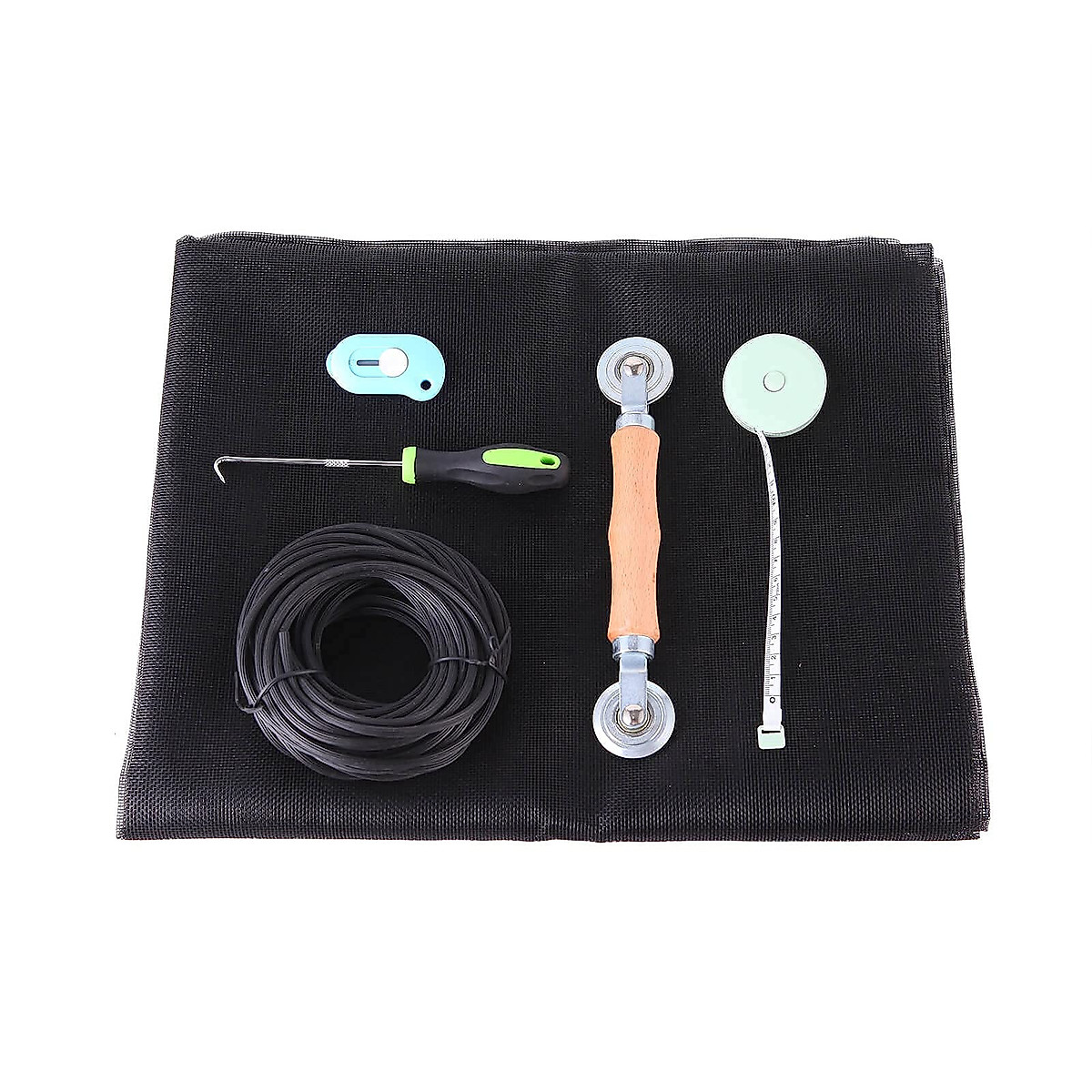 Windows Screen and Screen Door Repair Kit, 48"x118" Charcoal Fiberglass Mesh with Rolling Tool/Hook/Ruler/Cutter/Spline - Window Screen & Sliding Screen Door Replacement for Windows, TOOLTRIZ