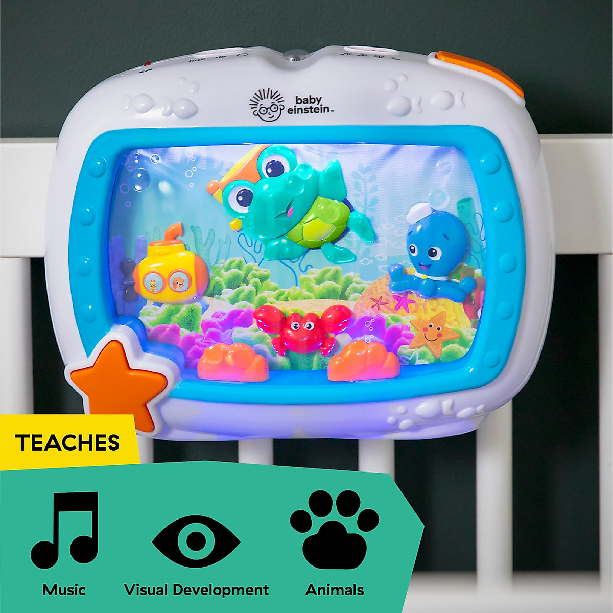 Baby Einstein Sea Dreams Soother Musical Crib Toy and Sound Machine, Newborns Plus