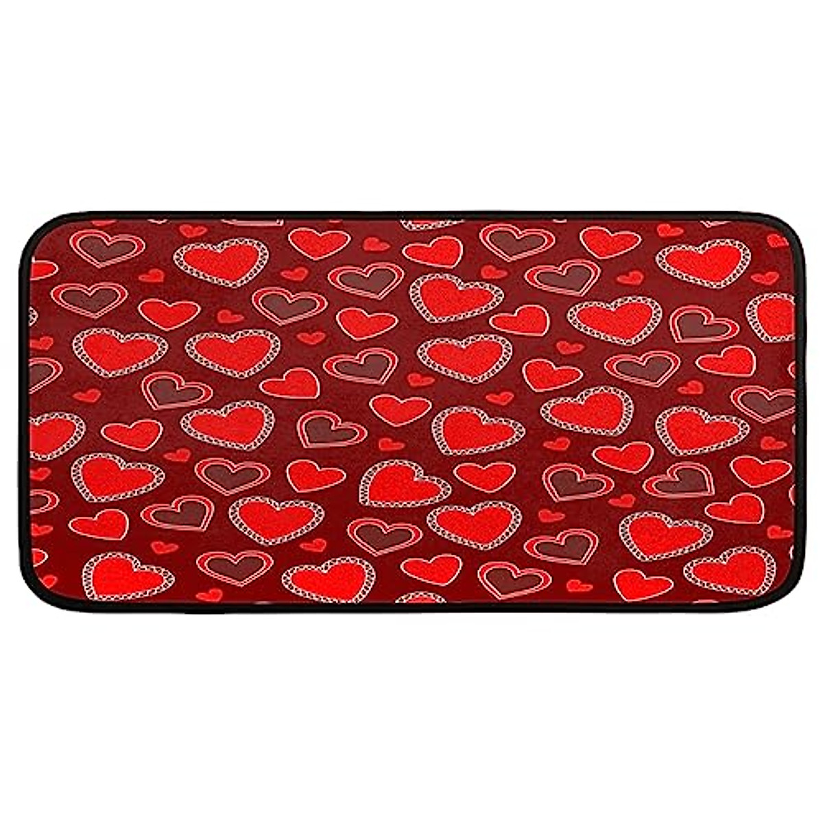KOBLEN Red Love Heart1 Kitchen Rugs Non Slip Washable Absorbent Kitchen Mats 20x39 inch Cushioned Anti Fatigue Kitchen Floor Mats for in Front of Sink