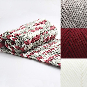 Knitting Coarse Wool,100g Multicolor Cotton Knitting Yarn, Hand-Knitted Woolen Yarn, Winter Knitting, Warm Gift for Mother, Grandmother and Woman- Blue