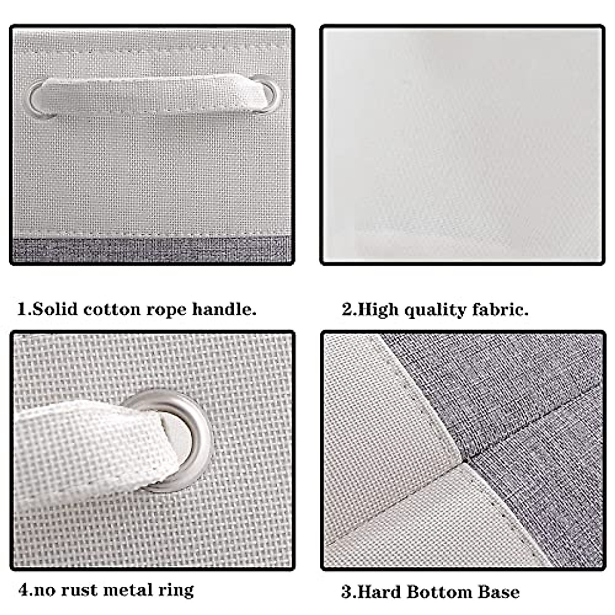 Huiru Extra Large Storage Baskets 3 Pack (13 × 13 × 13 inches) Foldable Cube Storage Bins Large Collapsible Organizer Baskets with Handles for Home Nursery Organization (Grey/White)