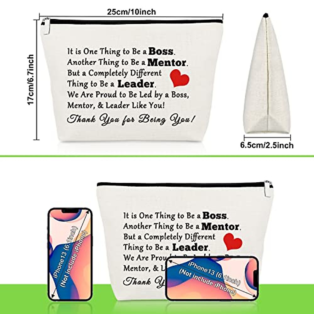 Mentor Appreciation Gift Boss Thank You Gifts Makeup Pouch Bag Leader Boss Day Gift Retirement Birthday Gift for Boss Lady Manager Office Farewell Gifts Leaving Away Gift New Job Gift Christmas Gift